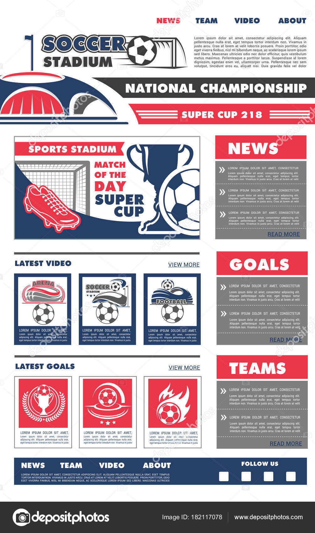 Vector football soccer game landing page design Stock Vector Image by ...