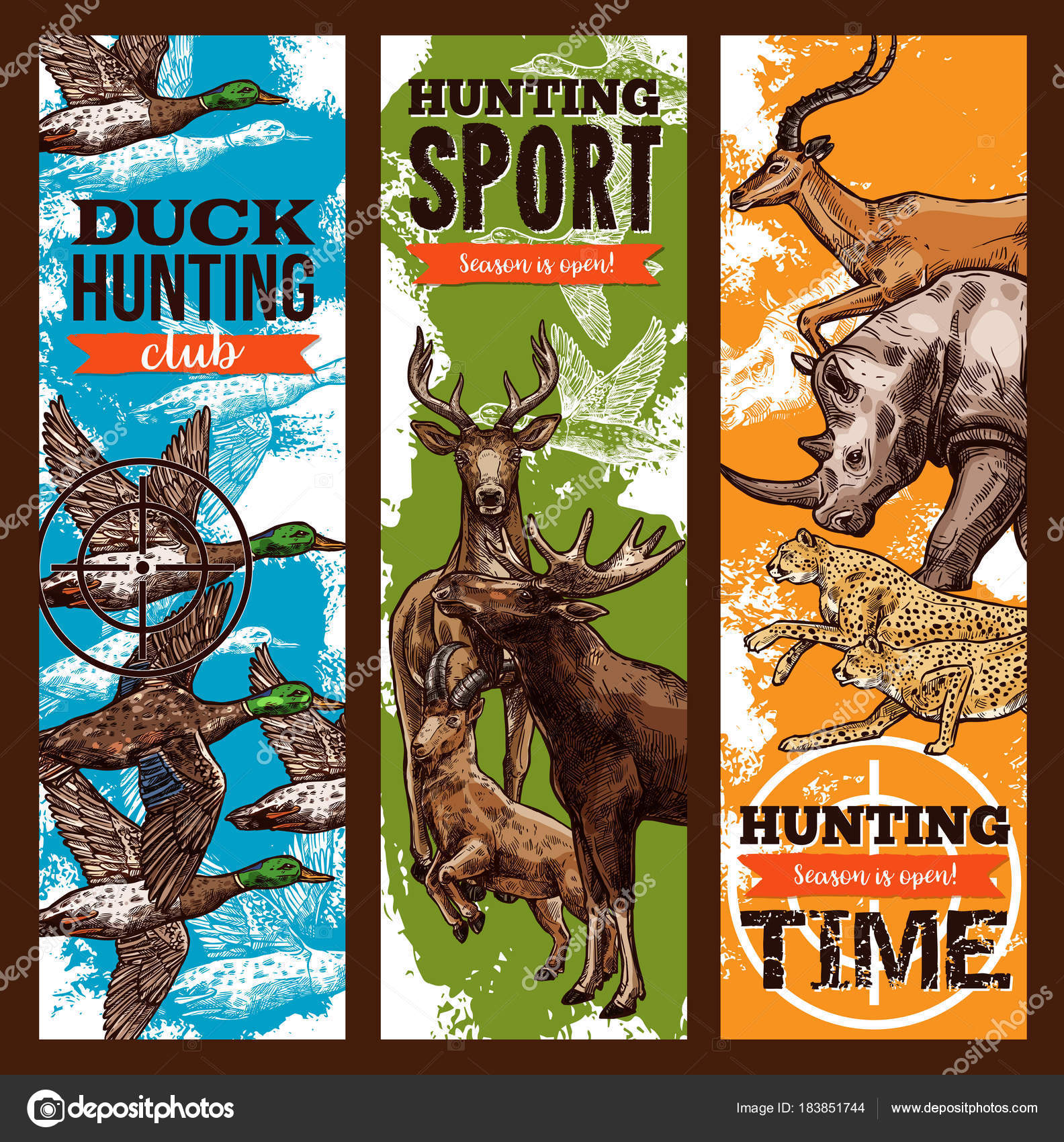 Vector sketch banners for hunting sport club Stock Vector Image by ...
