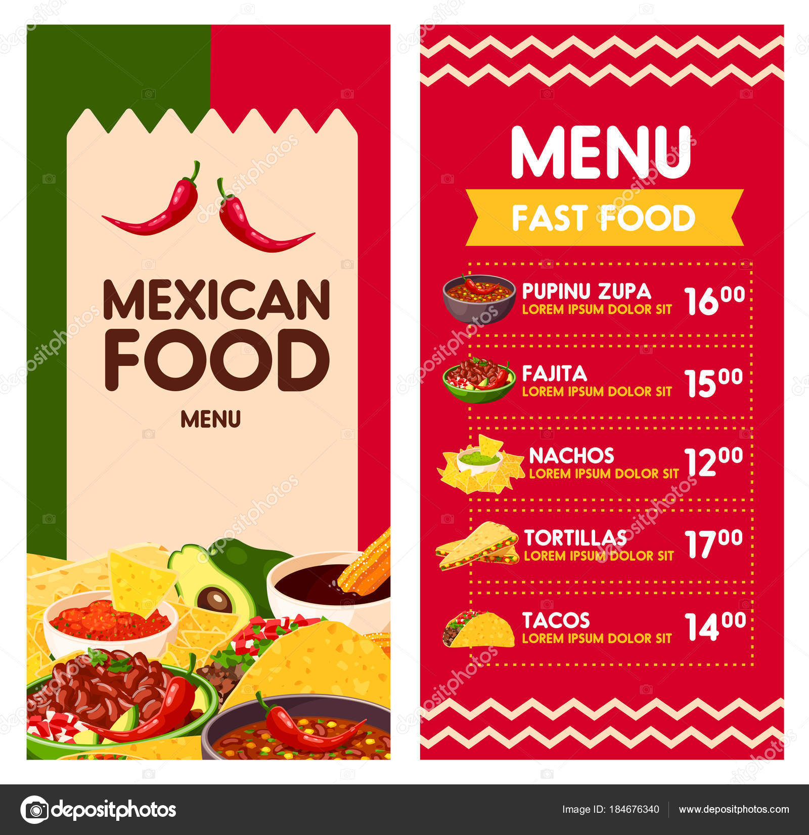 Plantilla De Menú De Comida Mexicana