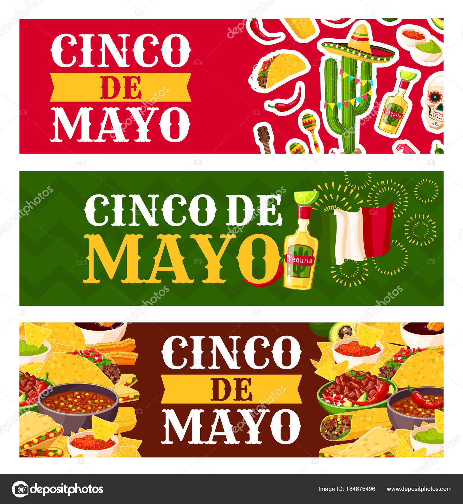 Mexican Cinco de Mayo holiday food greeting banner Stock Vector Image ...