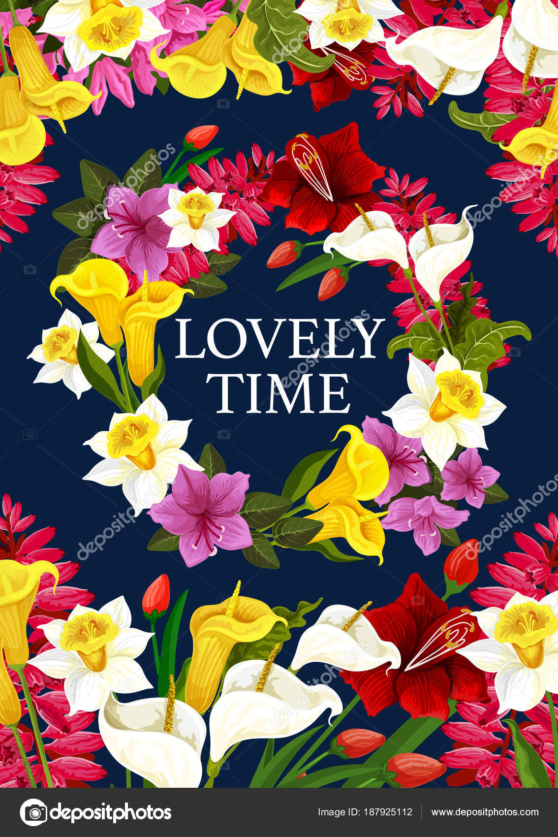 Vector spring holiday flowers wreath poster Stock Vector Image by ...