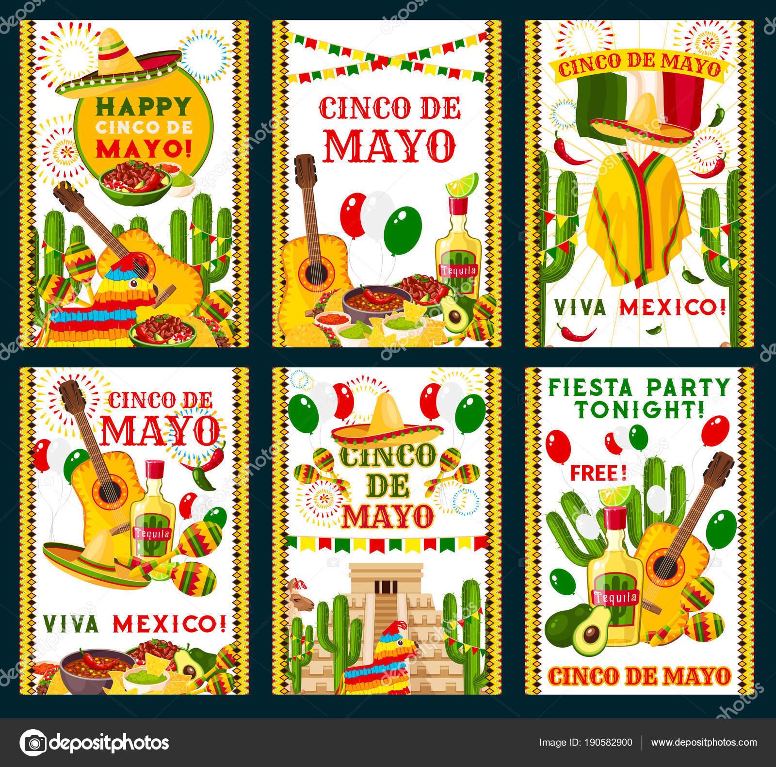 Cinco de Mayo Mexican vector greeting cards Stock Vector by ©Seamartini ...