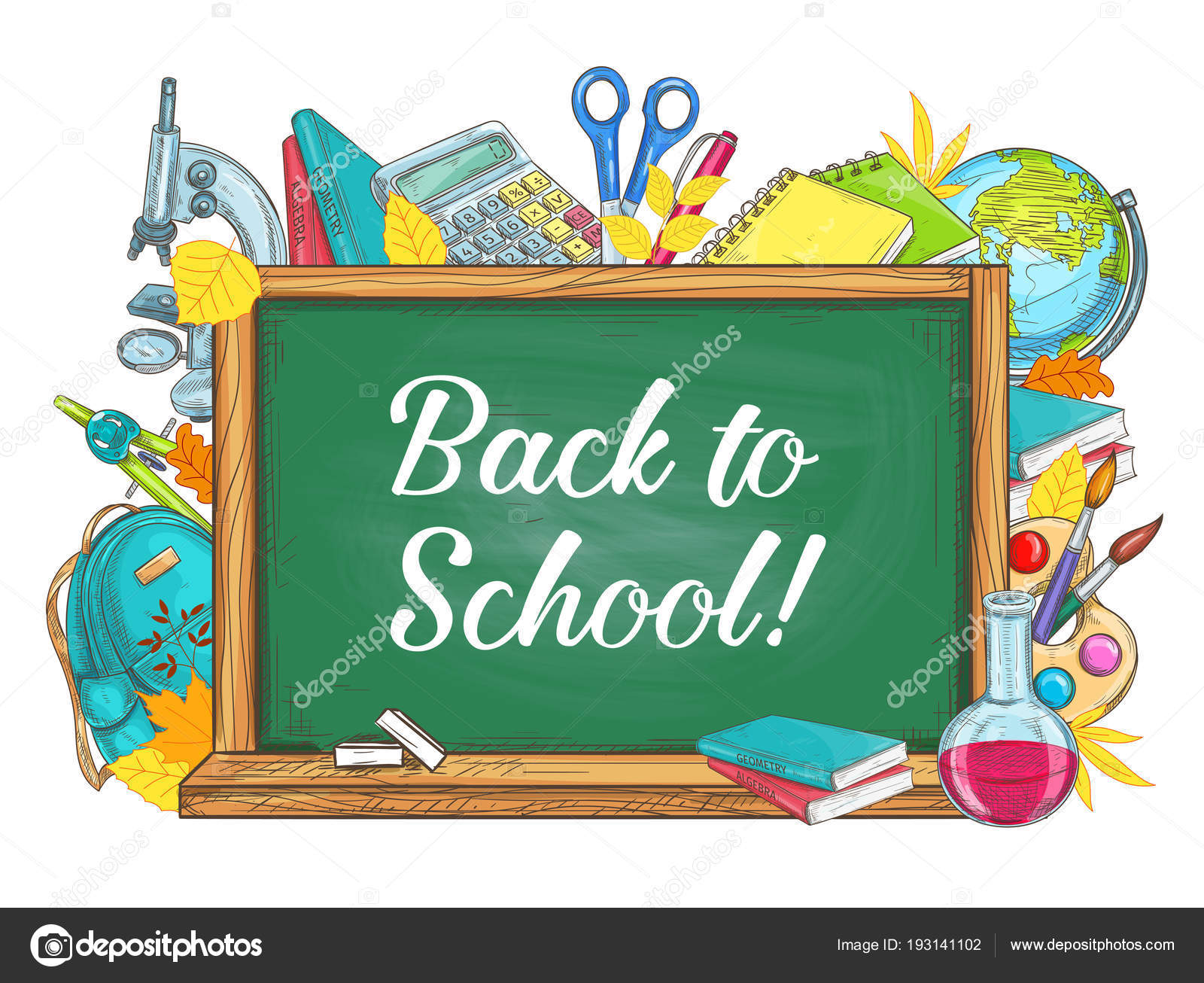Back to School vector chalkboard stationery poster — Stock Vector ...