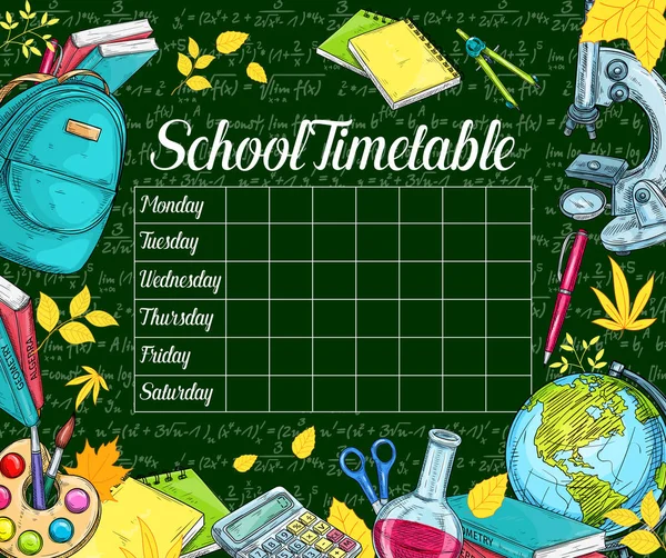 School vector timetable on black chalkboard Stock Vector Image by ...