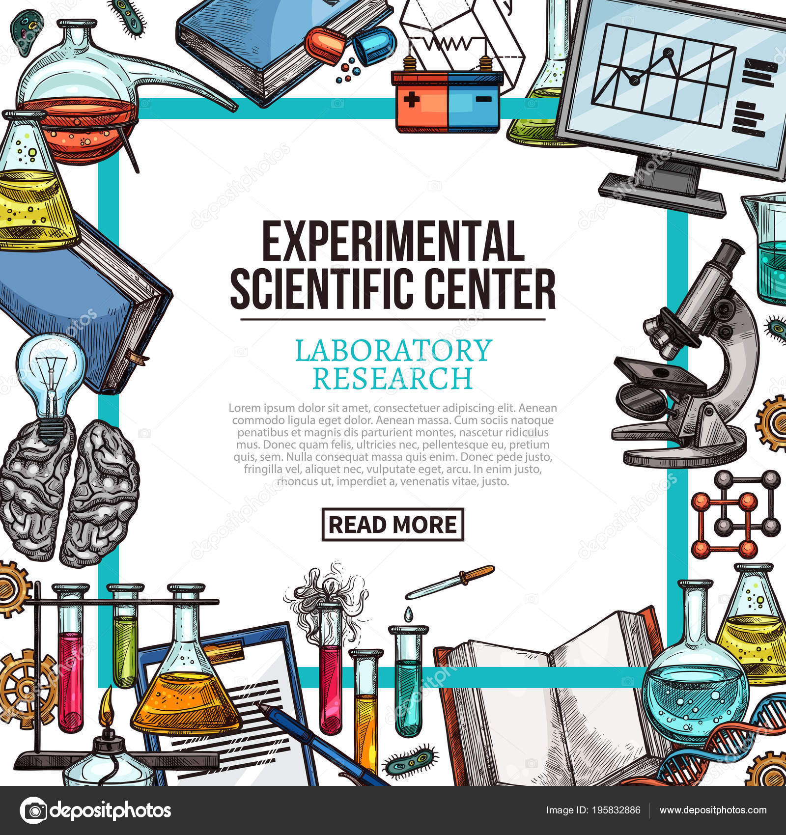 Scientific center poster with laboratory equipment Stock Vector Image ...