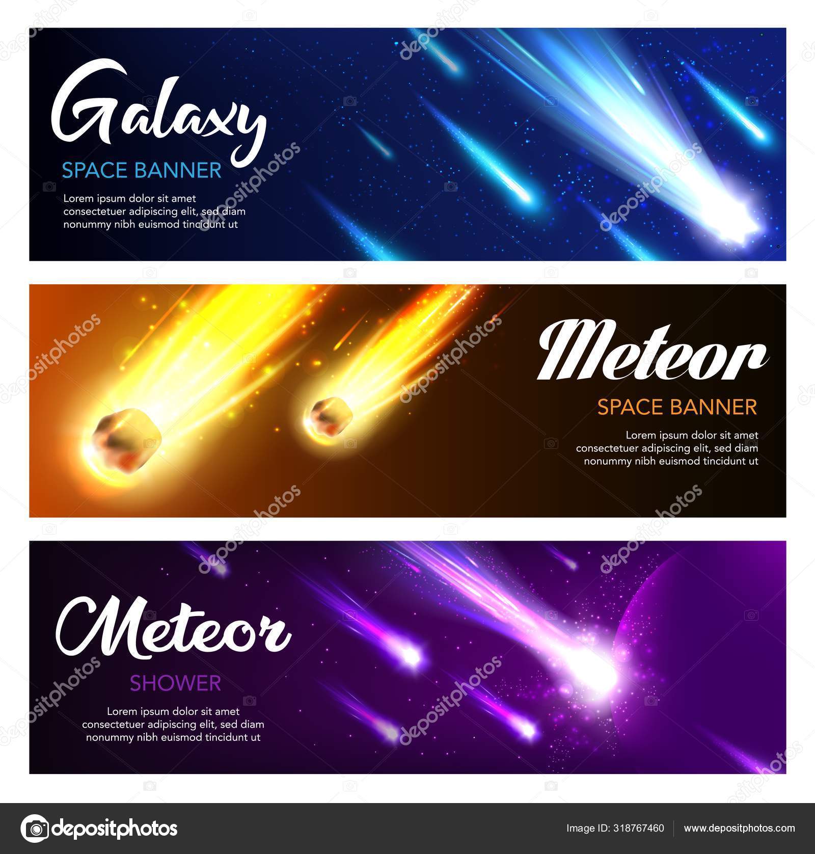 Falling meteors, comets and stars in night sky Stock Vector Image by ...