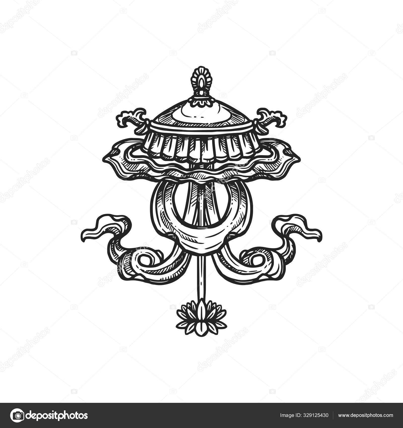 Chatra umbrella, Buddhism religion symbol sketch ⬇ Vector Image by ...