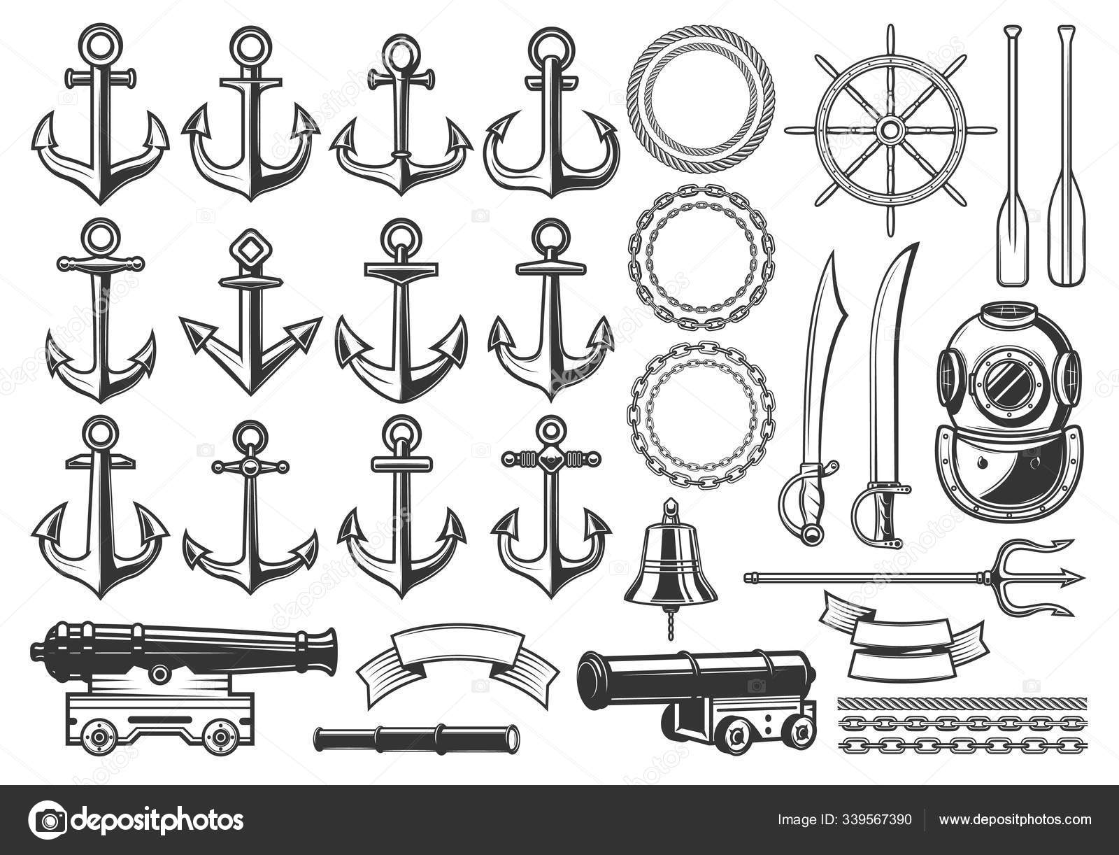 Marine nautical heraldry constructor icons Stock Vector Image by ...