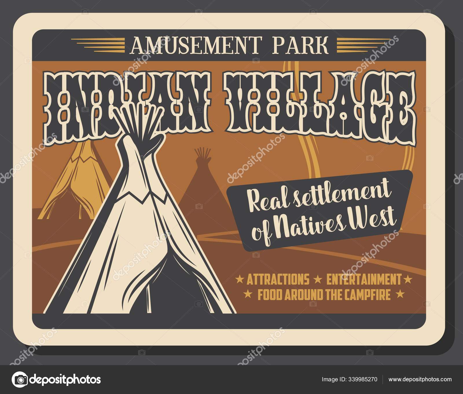 Indian village, Wild Western amusement park Stock Vector Image by ...