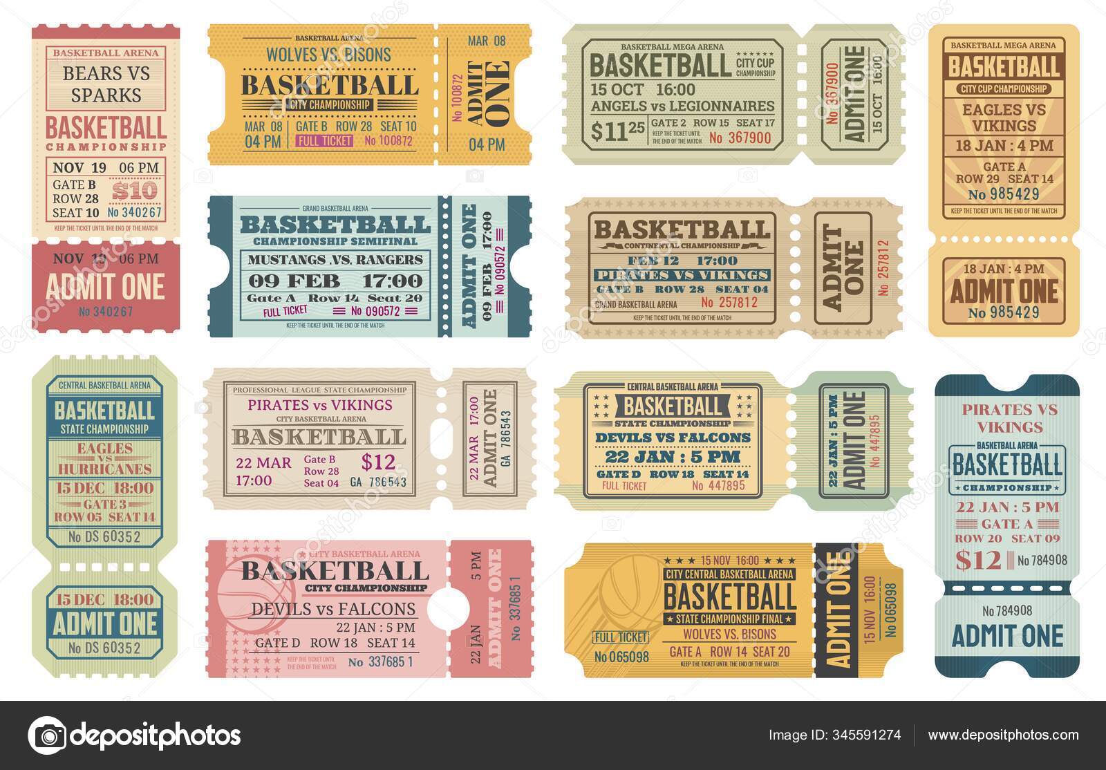 Ticket templates of basketball sport game Stock Vector Image by ...