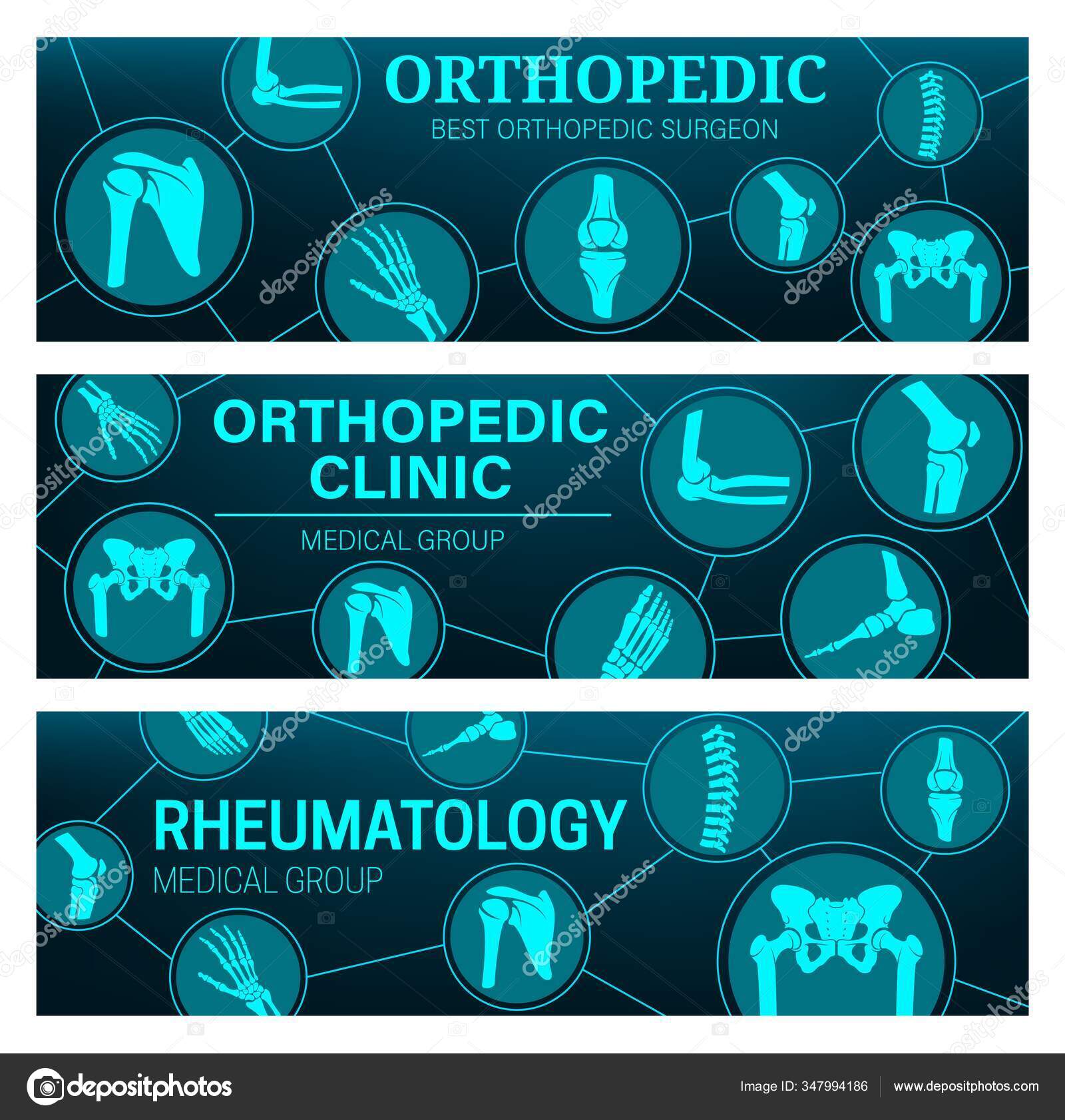 Rheumatology Orthopedic Medical Clinic Vector Banners Joints Bones ...