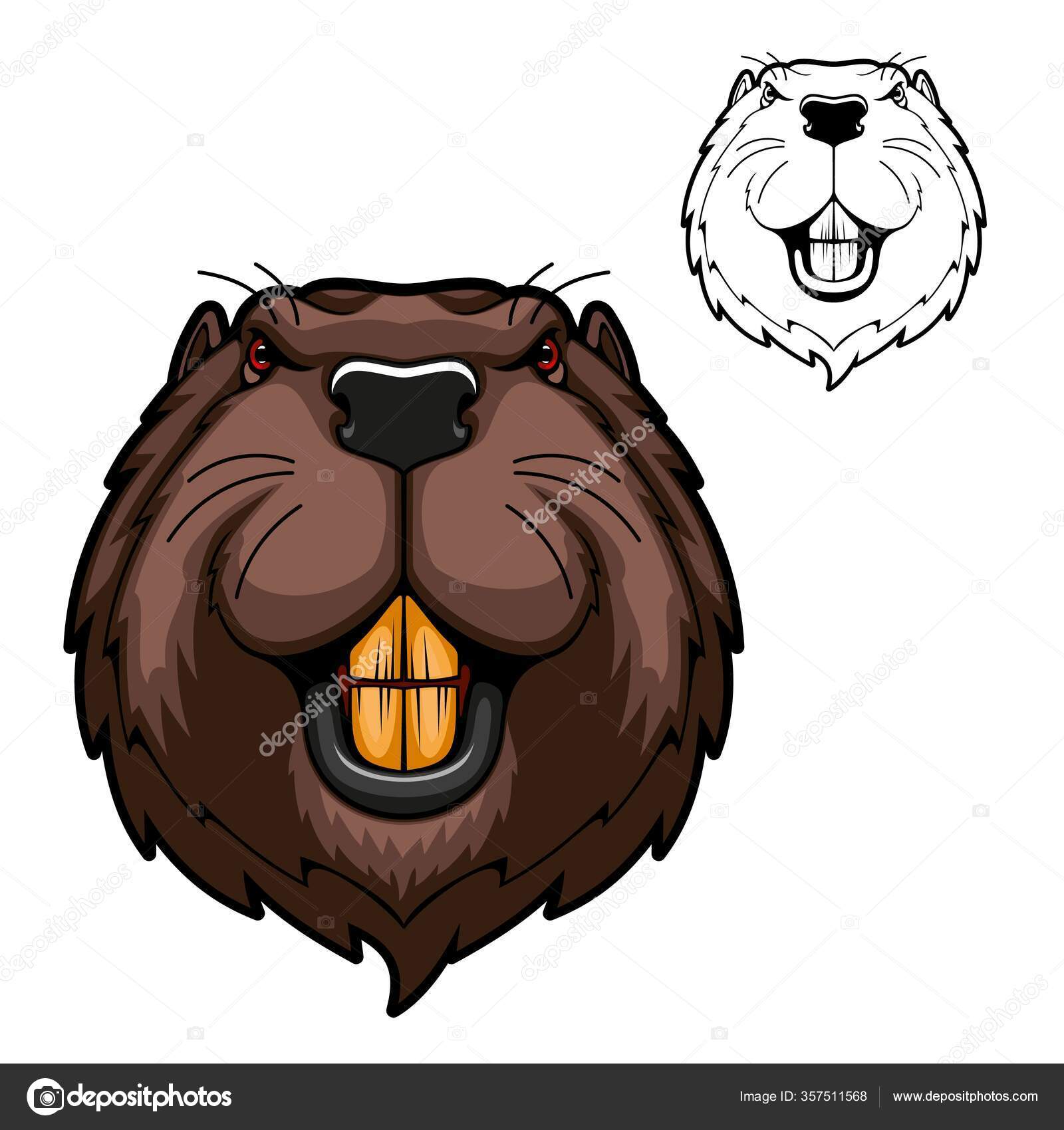 Beaver Animal Head Vector Mascot Hunting Sport Design Wild Rodent Stock ...