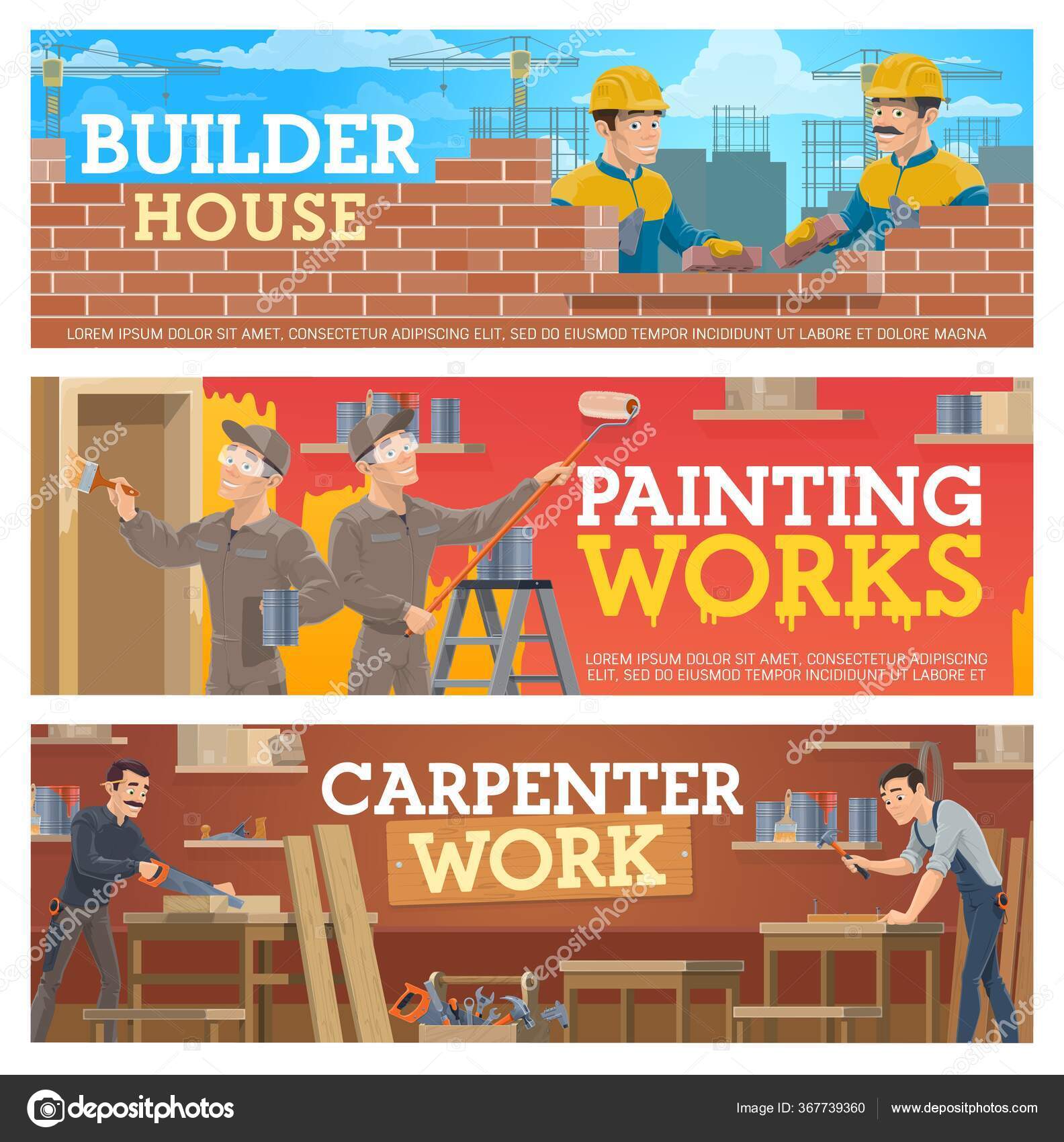 House Construction Home Renovation Remodeling Vector Banners House ...