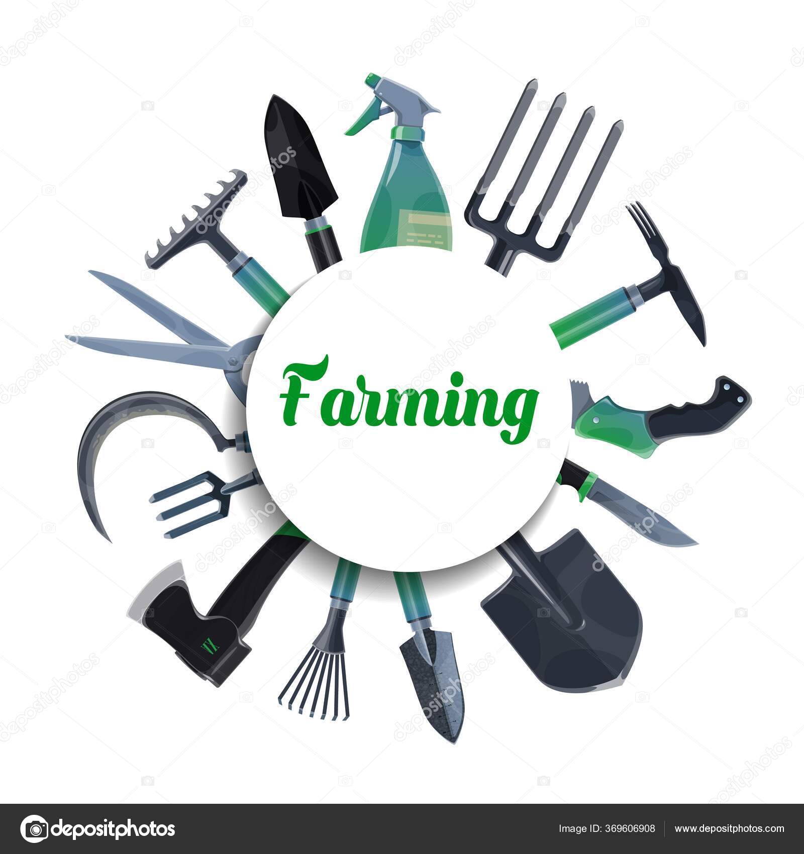 Farming Gardening Tools Garden Farm Plant Equipment Vector Frame ...