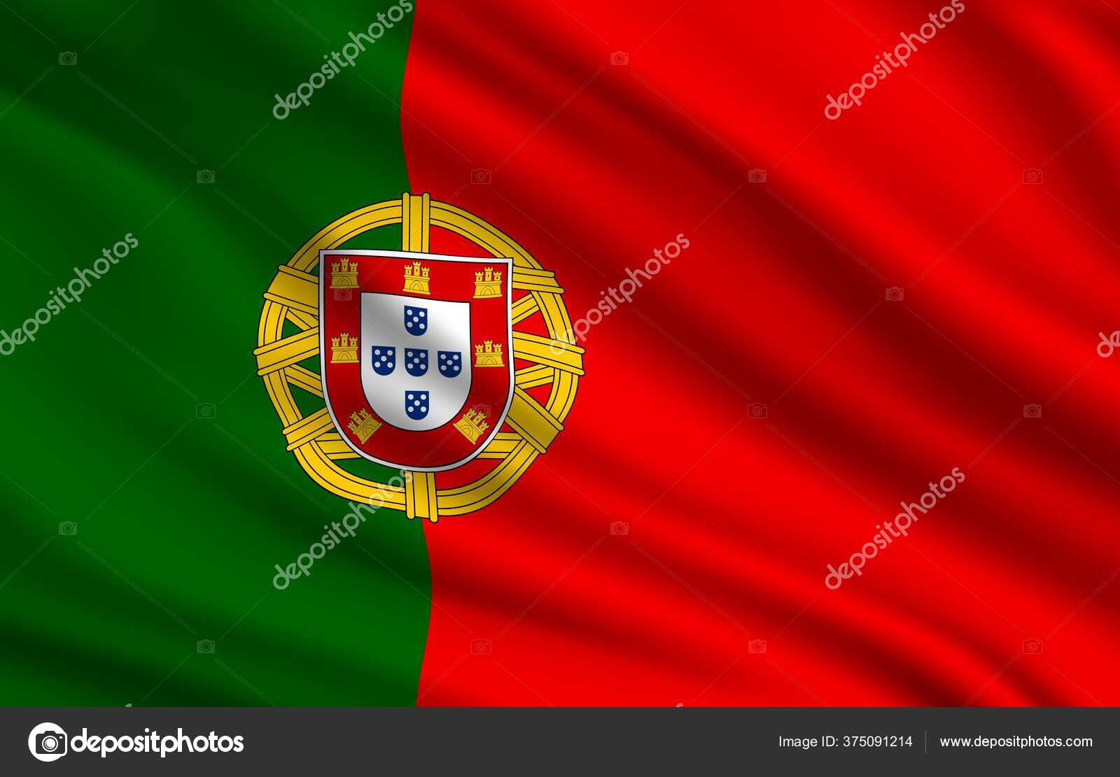 Flag Portuguese Republic Realistic Vector Design Waving Flag Portugal Country Stock Vector Image ...