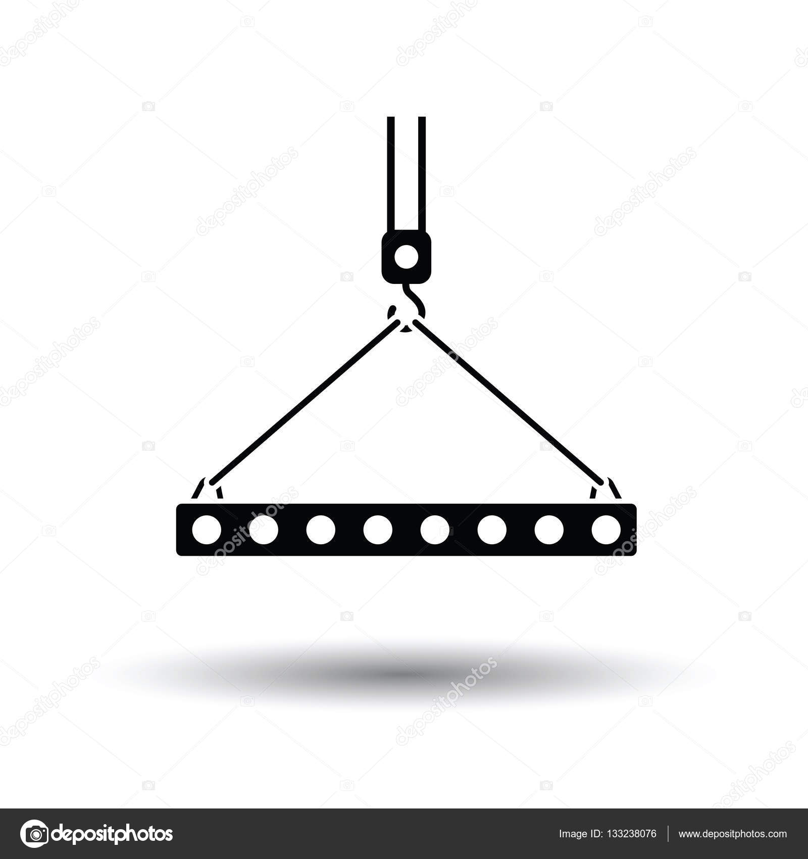 Icon of slab hanged on crane hook by rope slings — Stock Vector ...