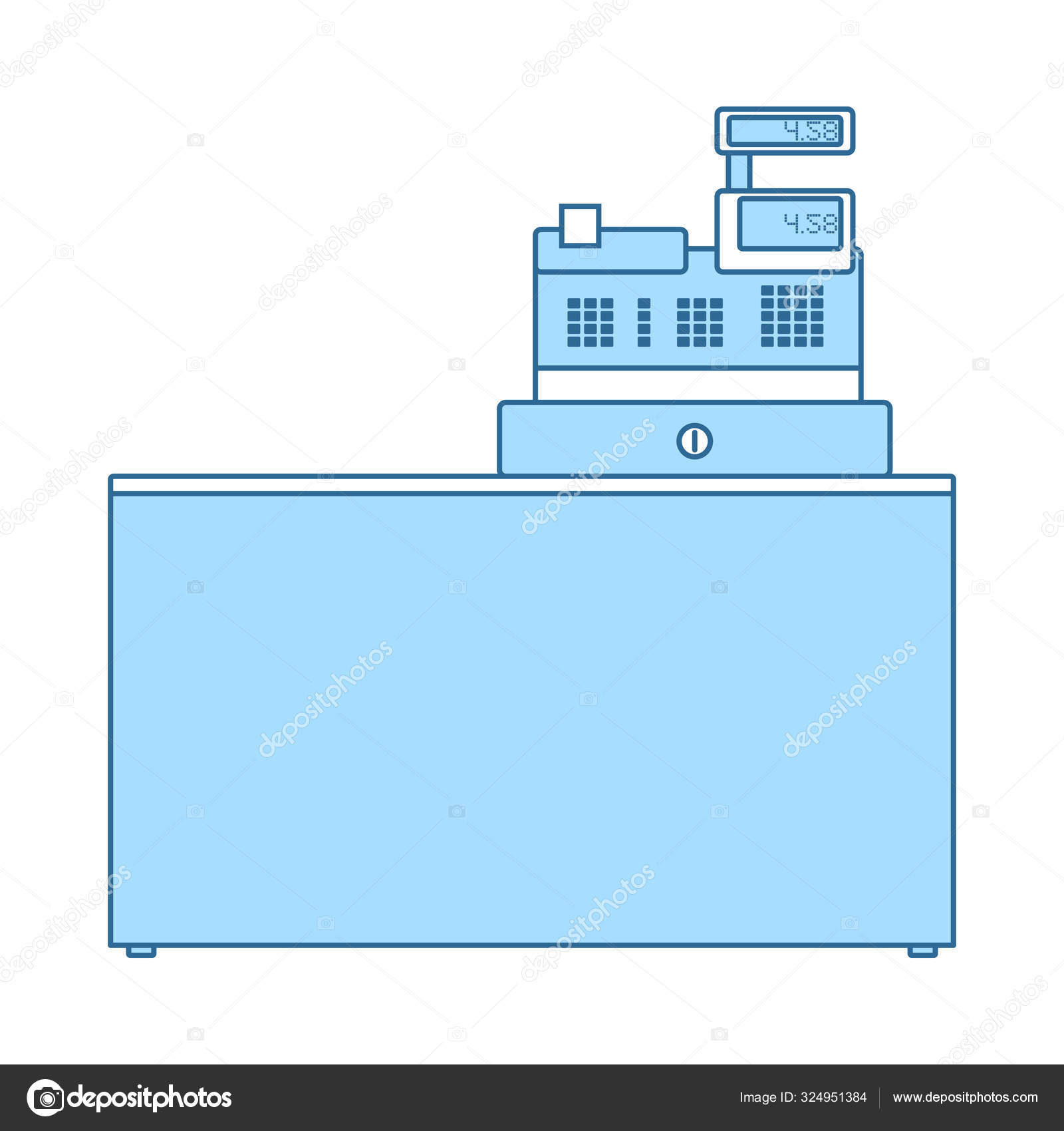 Icono Del Mostrador Tienda Del Supermercado Línea Delgada Con Diseño ...