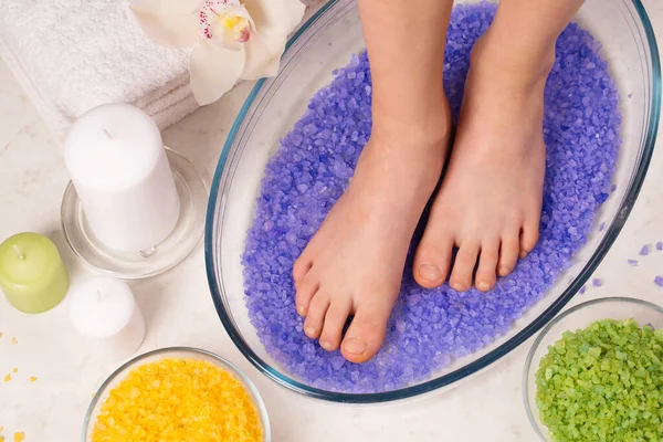 Small Female Legs Salt Bath Energetic Cleaning Legs Reiki Stream Stock ...