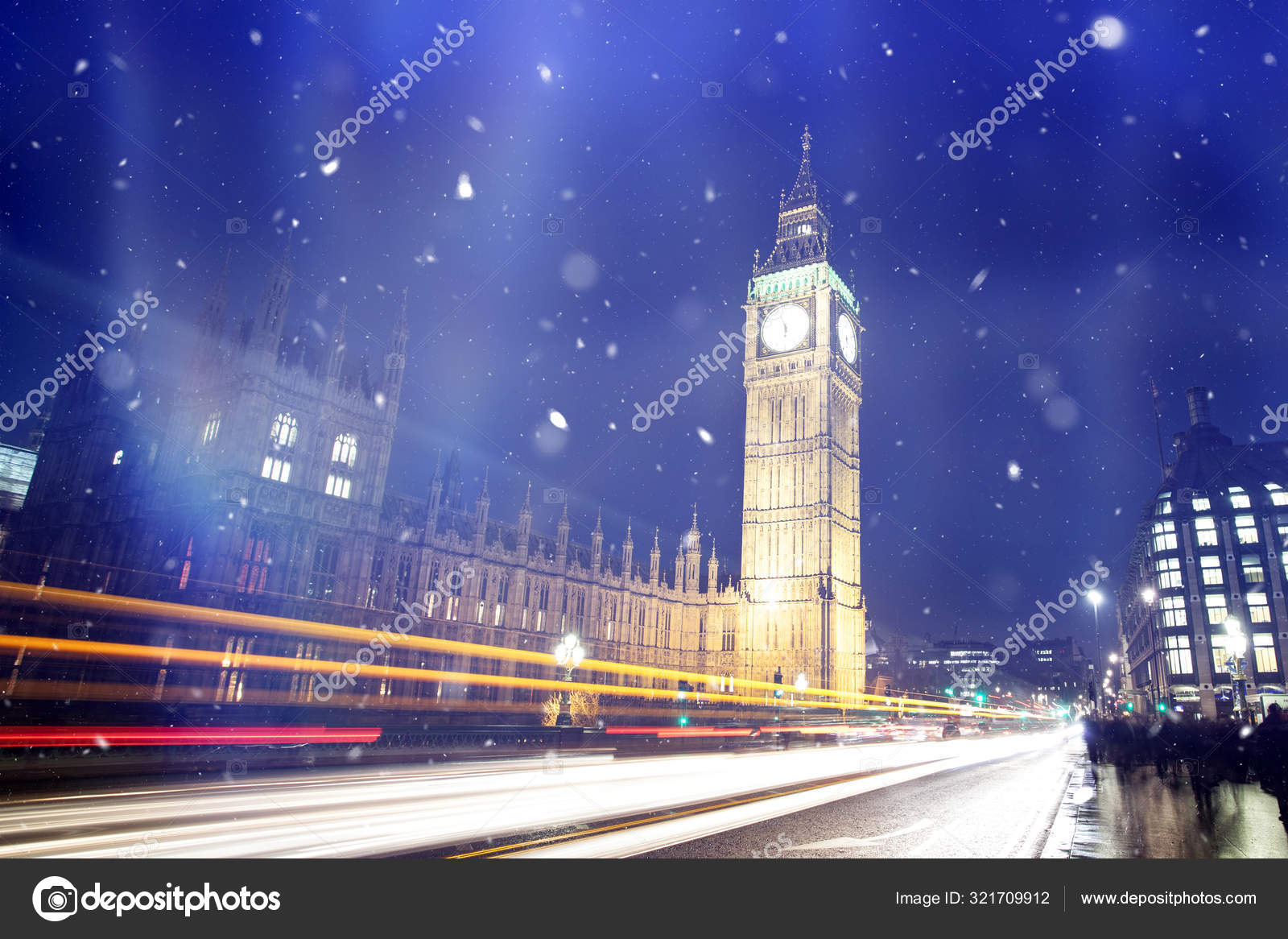 London Snow Night