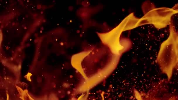 Fire flames with sparkles, shooting on high speed camera at 1000fps ...