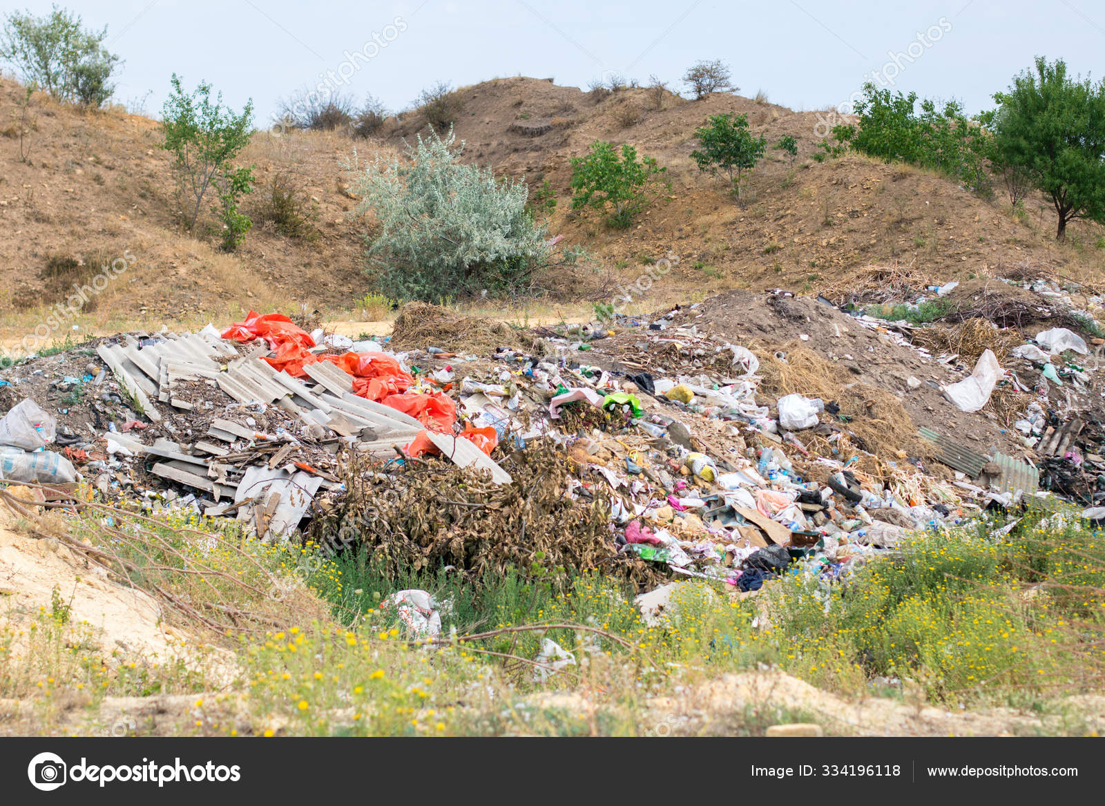 Landfill and plastic waste at nature landscape — Stock Photo ...