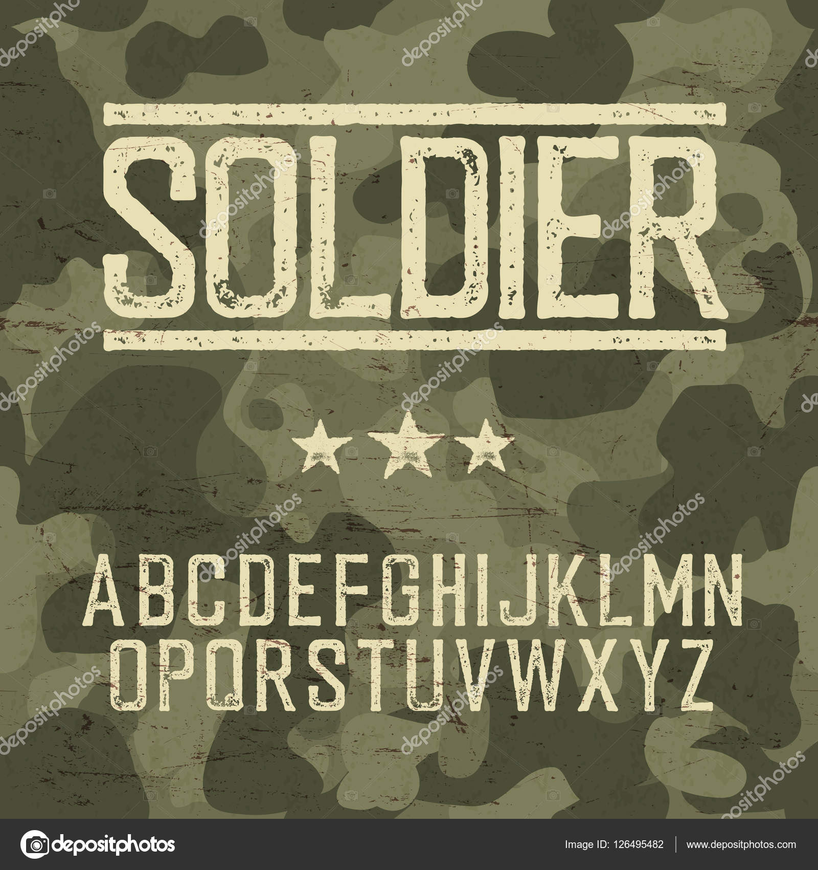 Soldier font template Stock Vector by ©pashabo 126495482