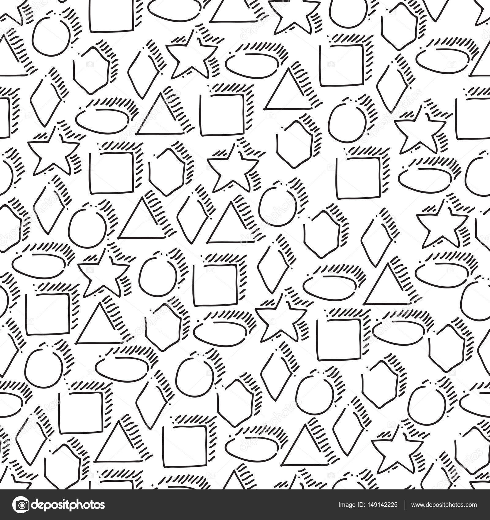 Seamless geometric shapes hand-drawn pattern Stock Vector Image by ...
