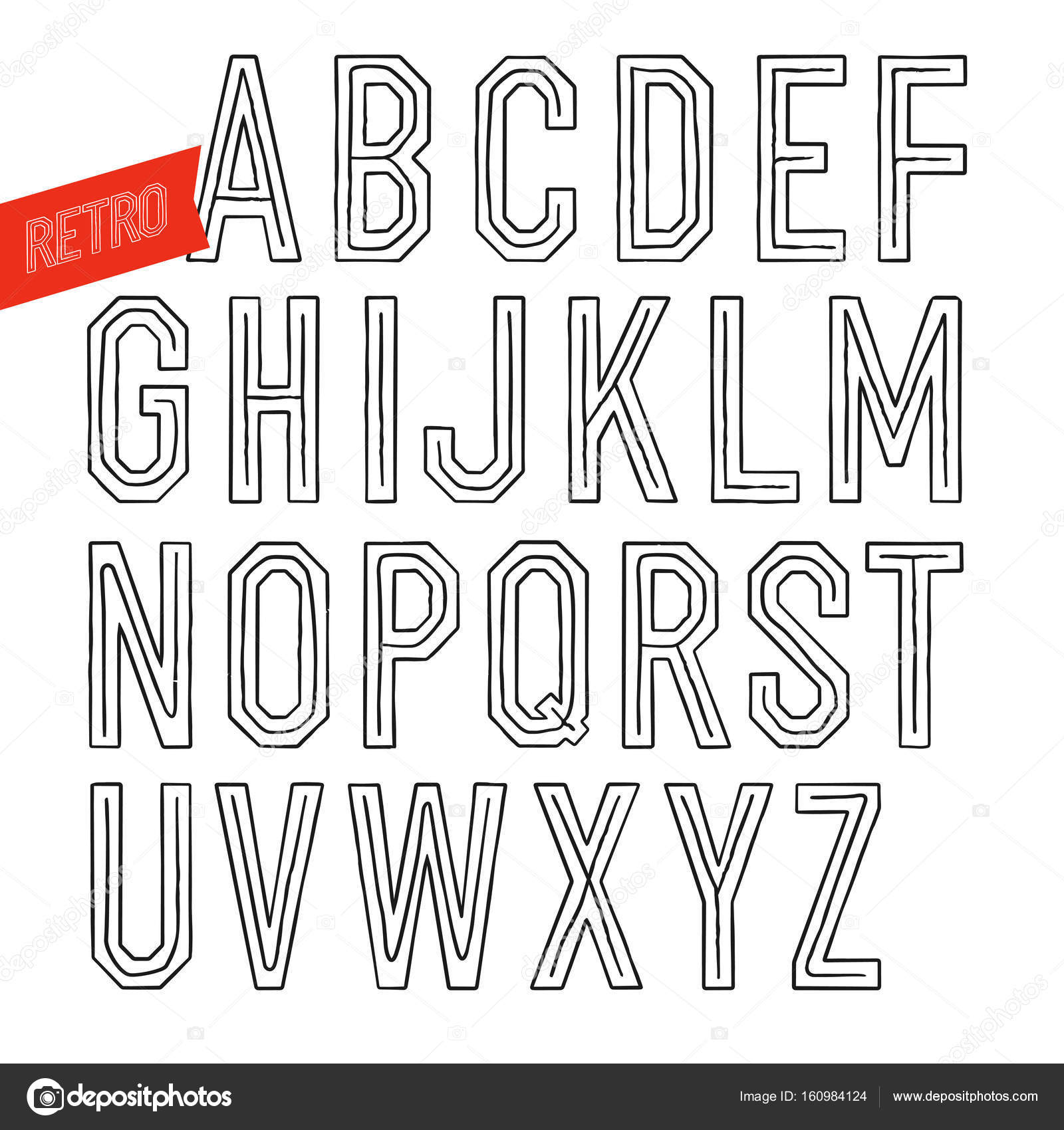 Handmade retro inline outline fuente . Vector de stock por ©pashabo ...