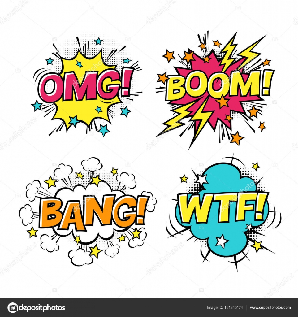 Comic book exclamations speech bubbles set Stock Illustration by ...