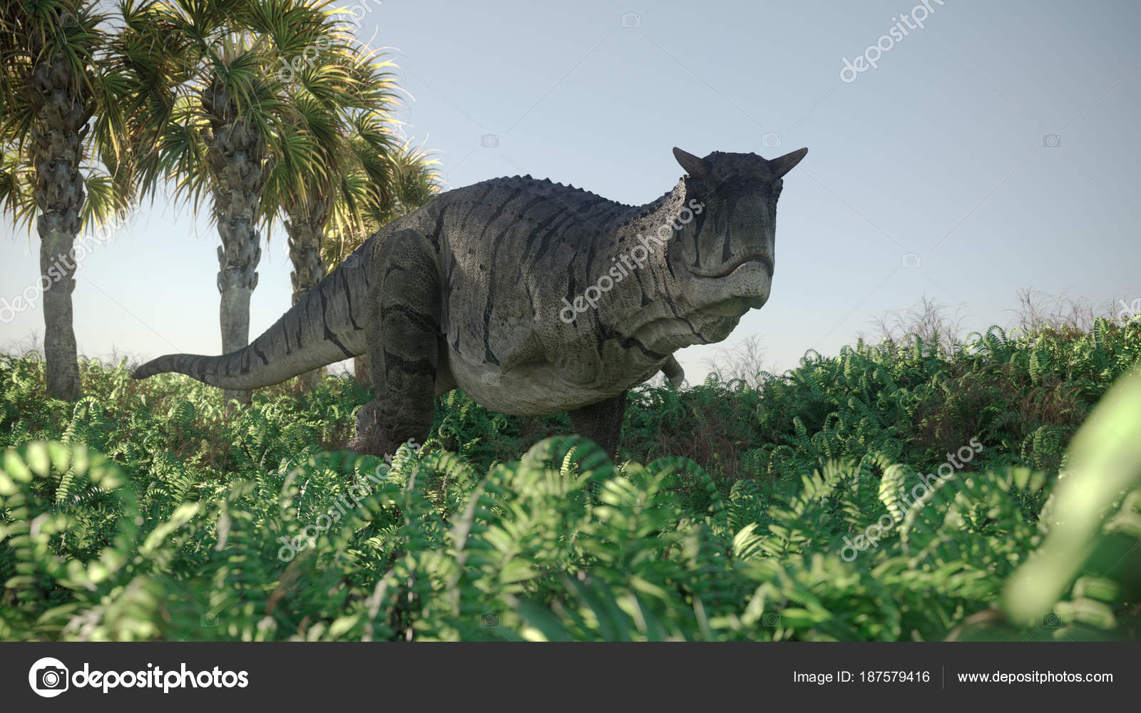 Rendering Hunting Carnotaurus Dinosaur Stock Photo by ©KostPhoto 187579416