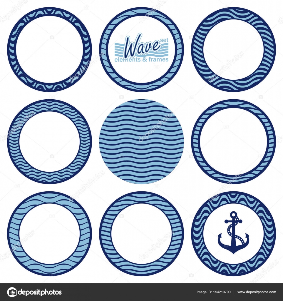 Set of wave elements and frames Stock Vector Image by ©-Aqua- #154210700