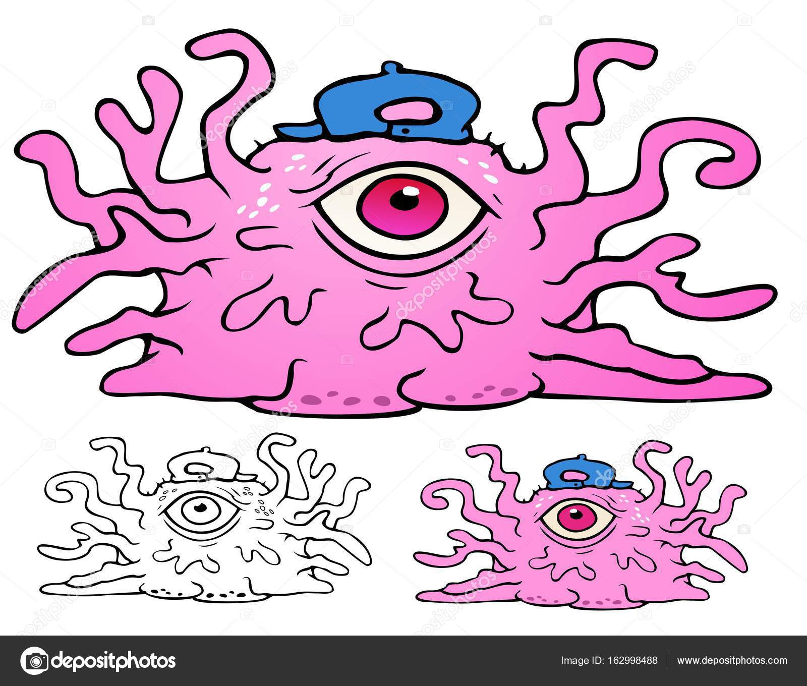 Icky pink slime monster trying to fit in Stock Illustration by ...