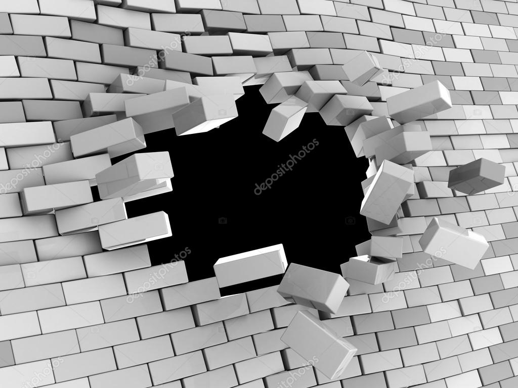 Crashed wall hole — Stock Photo © mmaxer #127149218