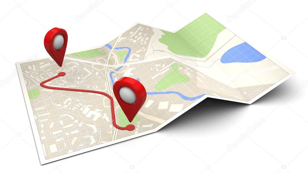 Map closeup with red route Stock Illustration by ©mmaxer #127953564
