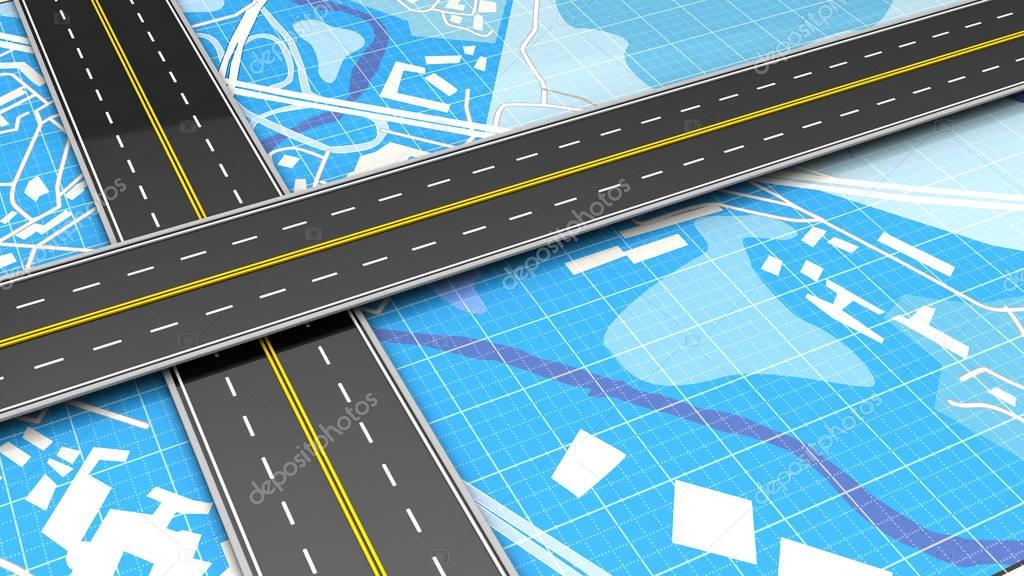 Two perpendicular black roads ⬇ Stock Photo, Image by © mmaxer #130025314