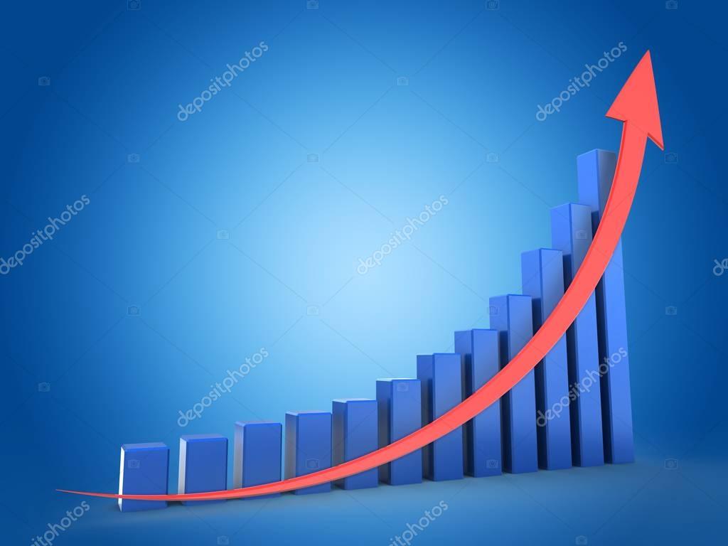 Blue charts with red arrow up Stock Photo by ©mmaxer 130100220