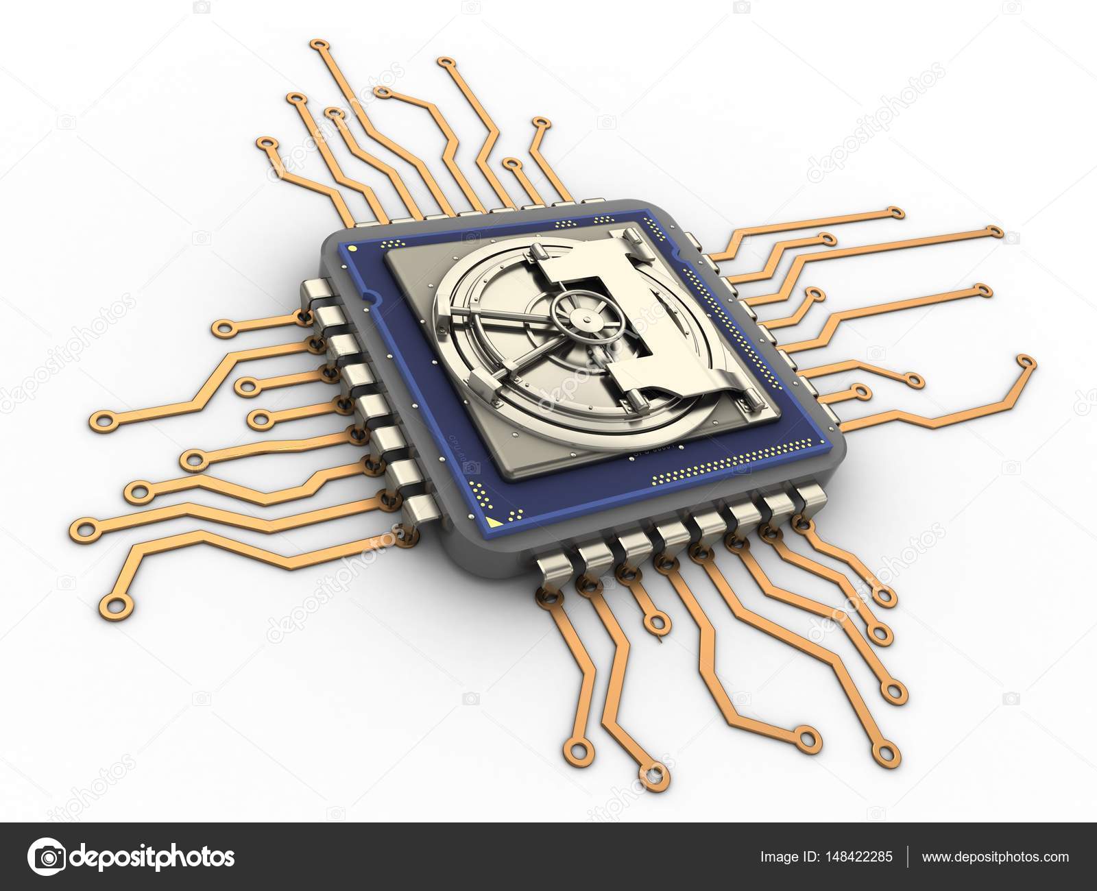 3d processor with vault door Stock Photo by ©mmaxer 148422285