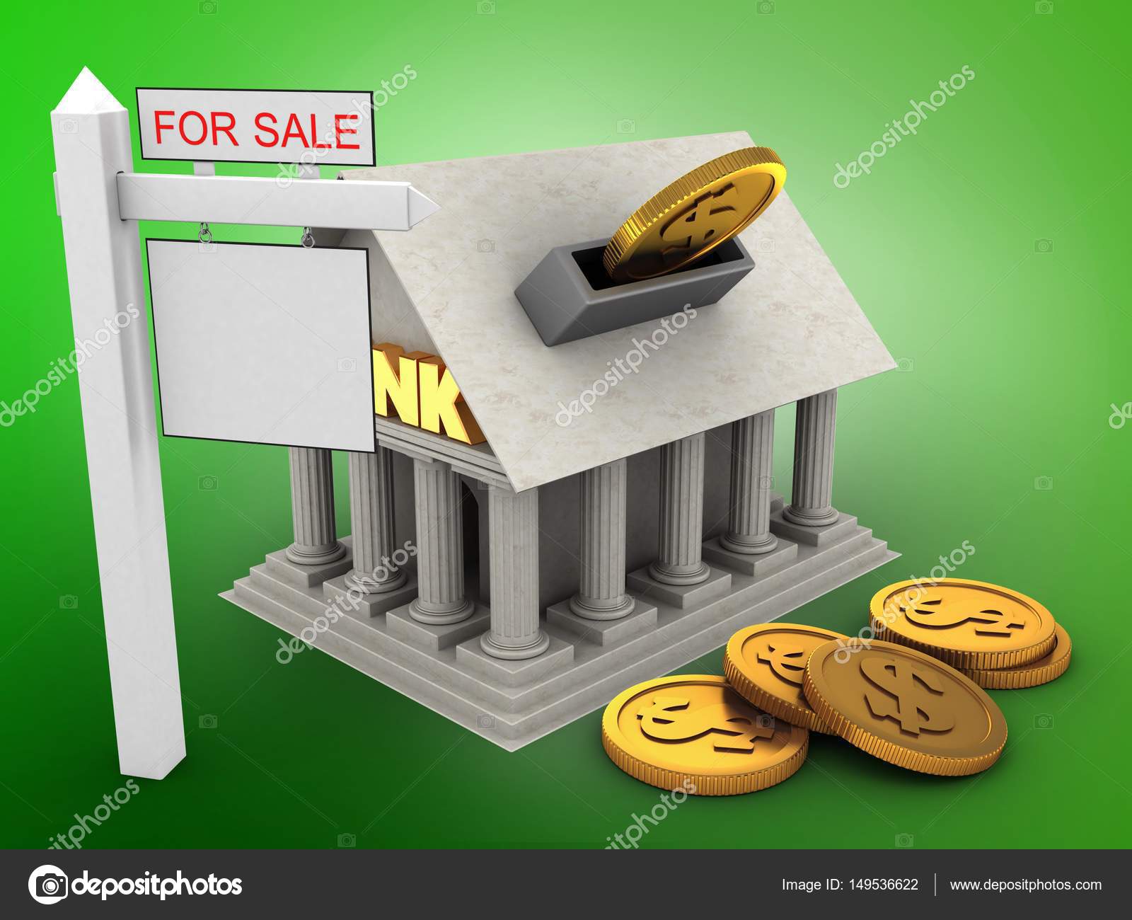 Illustration of Bank over green background Stock Illustration by ...