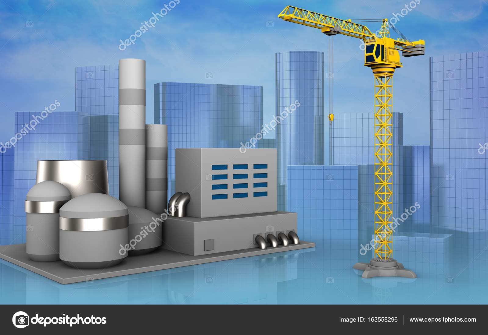 Factory over skyscrapper — Stock Photo © mmaxer #163558296