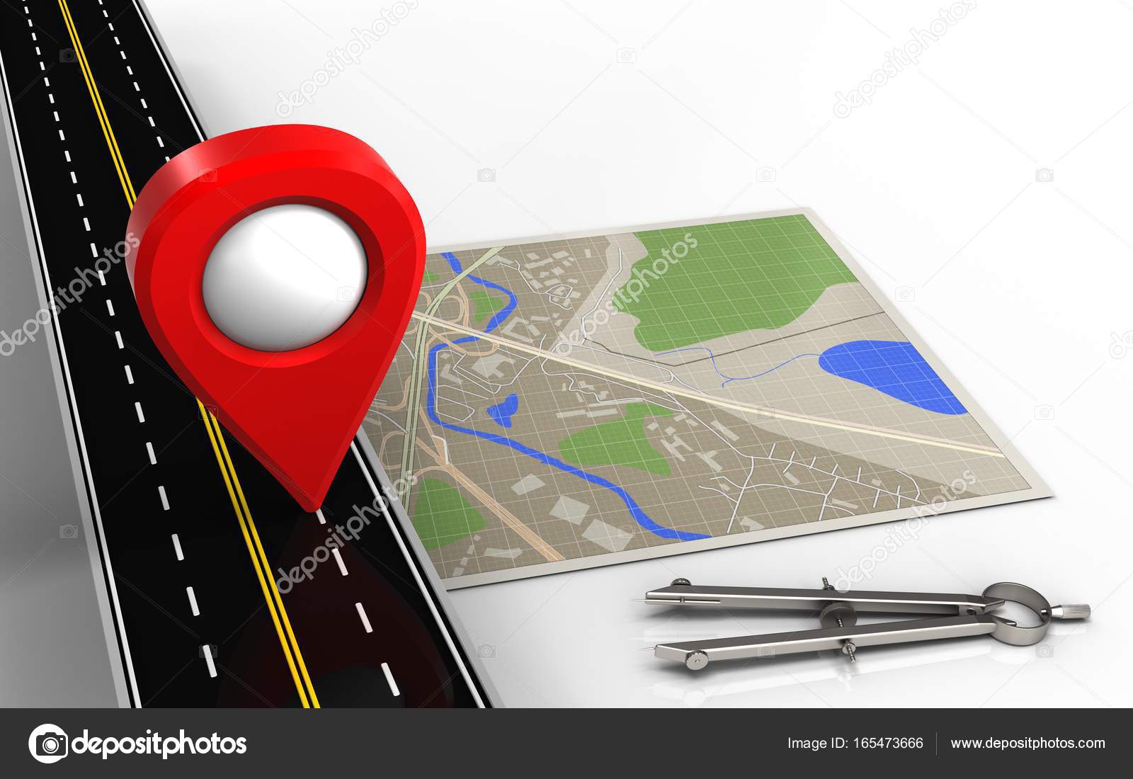 Illustration of map with location — Stock Photo © mmaxer #165473666