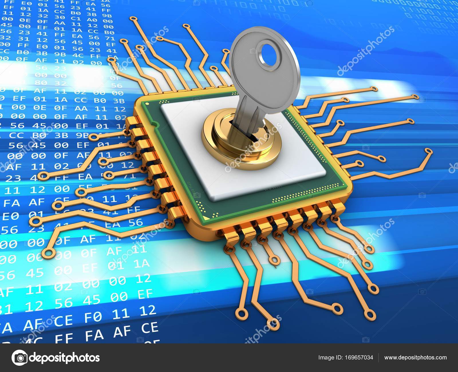 Illustration of golden computer Stock Photo by ©mmaxer 169657034