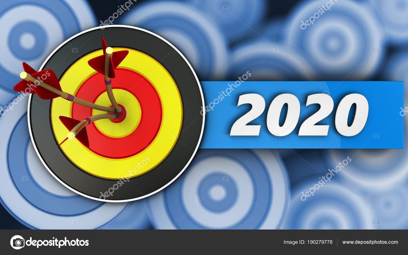 Illustration Target 2020 Year Sign Many Targets Background Stock Photo ...