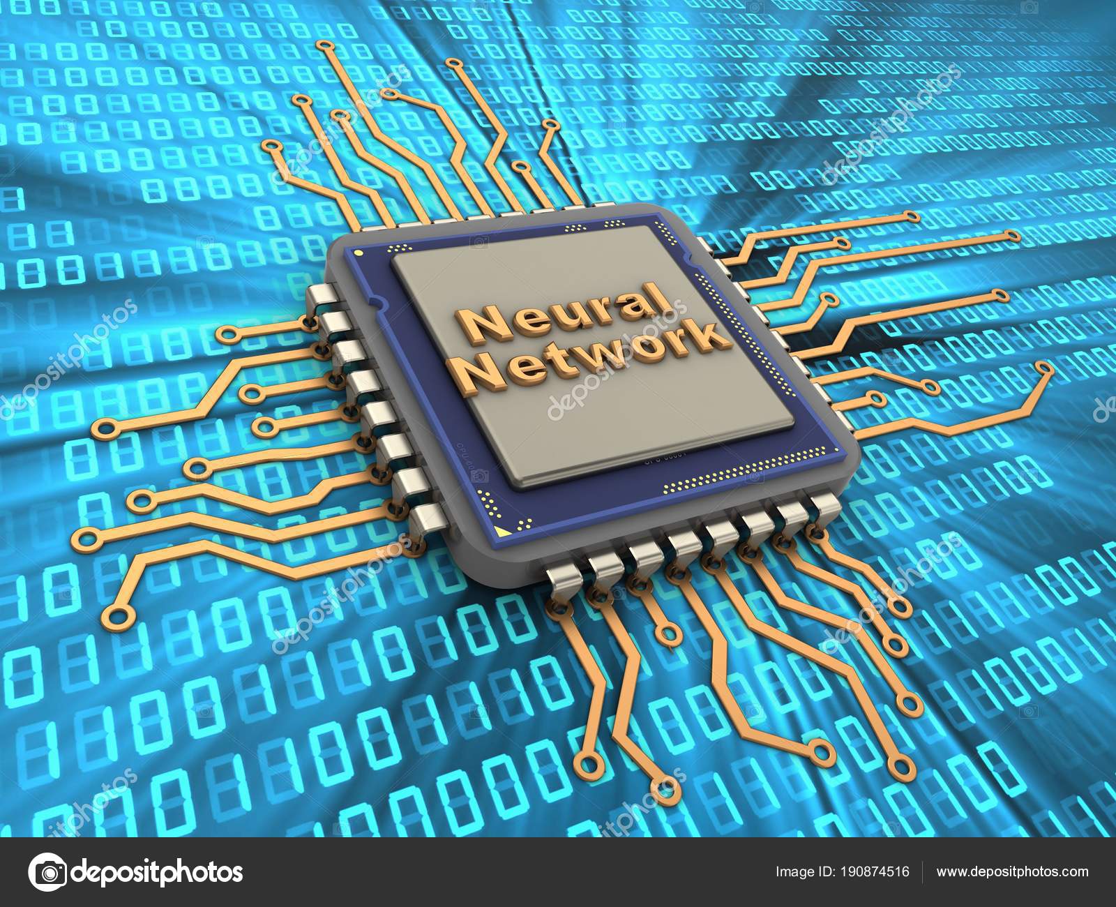 Illustration Processor Digital Background Neural Network Sign Stock ...