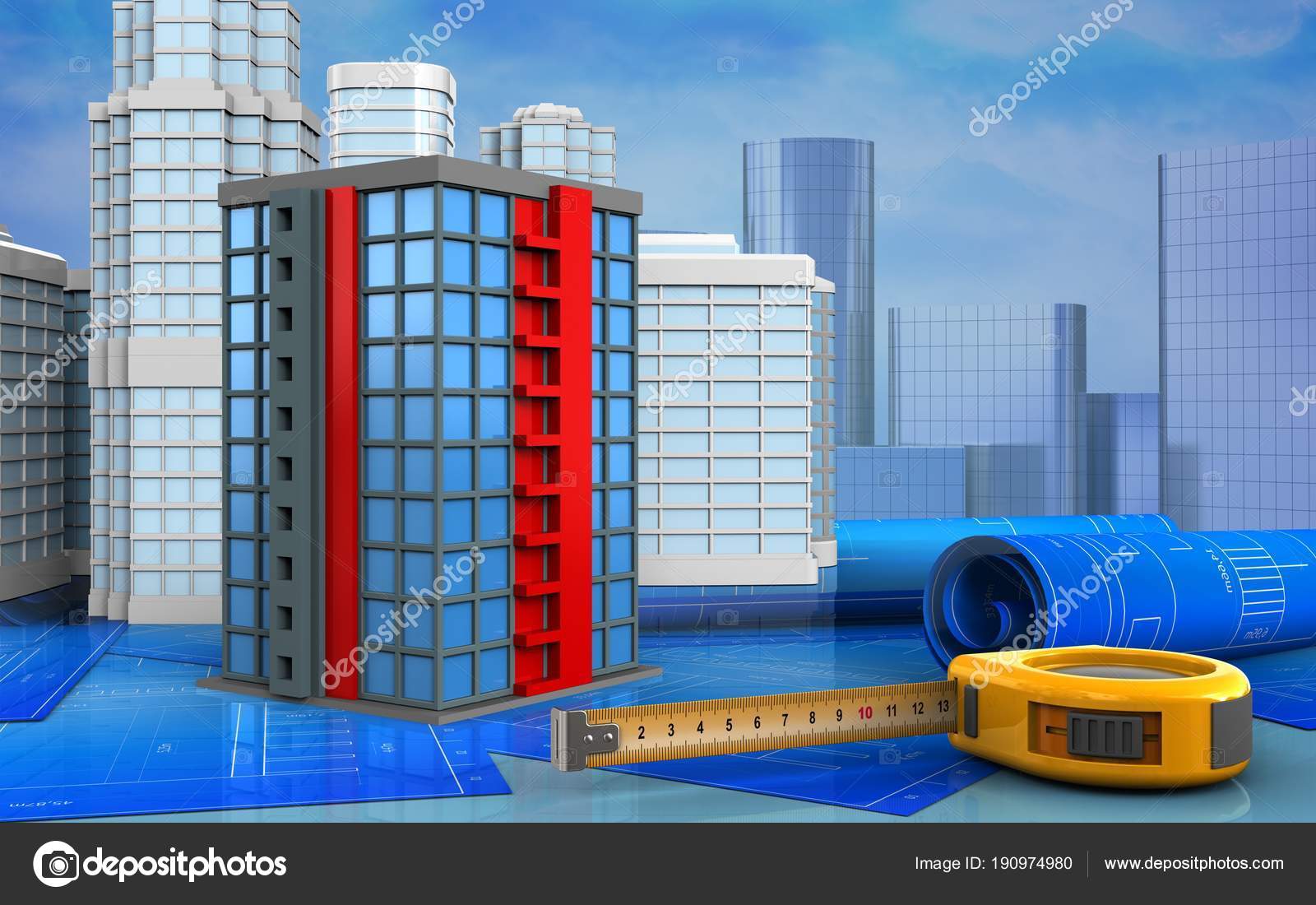 Illustration of building with urban scene Stock Photo by ©mmaxer 190974980
