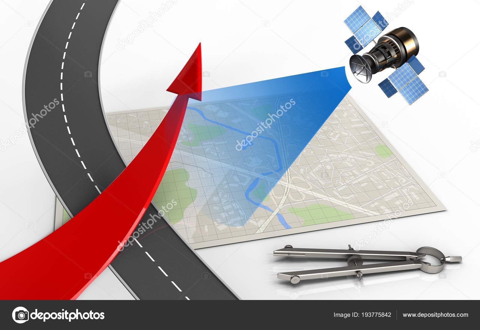 Bright map with red arrow and circle tool Stock Photo by ©mmaxer 193775842