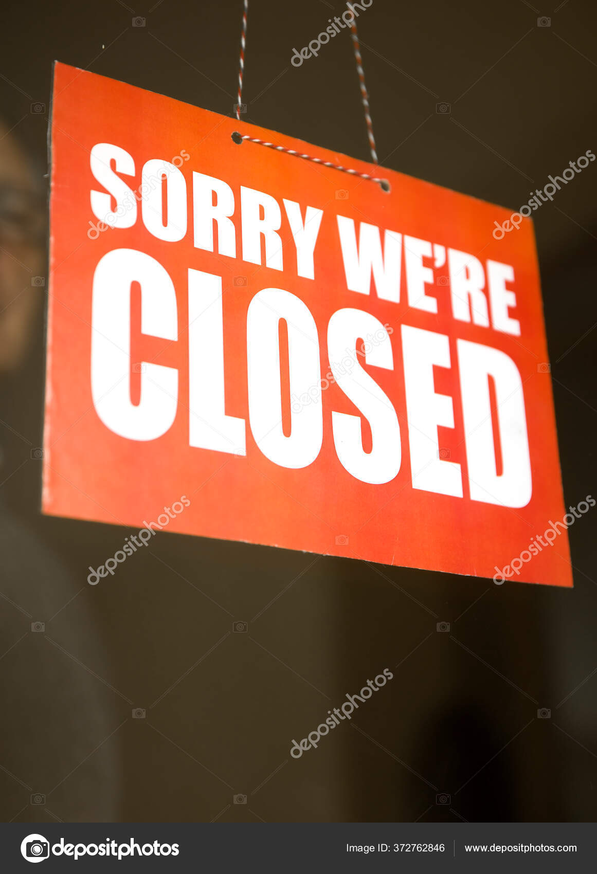 Closed Sign Board Hanging Glass Door Cafe Small Store Stock Photo by ...