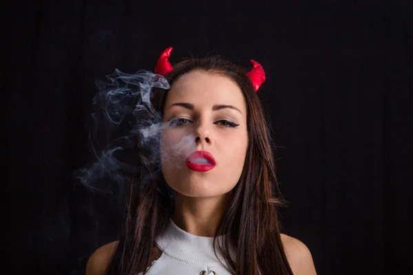 Devil horns female Stock Photos, Royalty Free Devil horns female Images ...