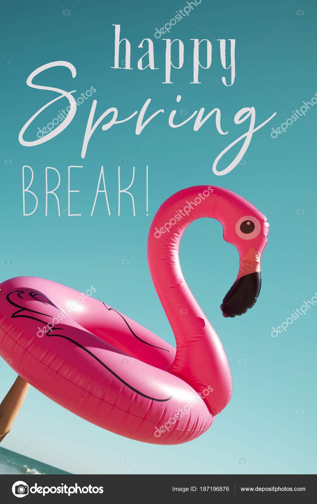 Pink flamingo and text happy spring break — Stock Photo © nito103 ...