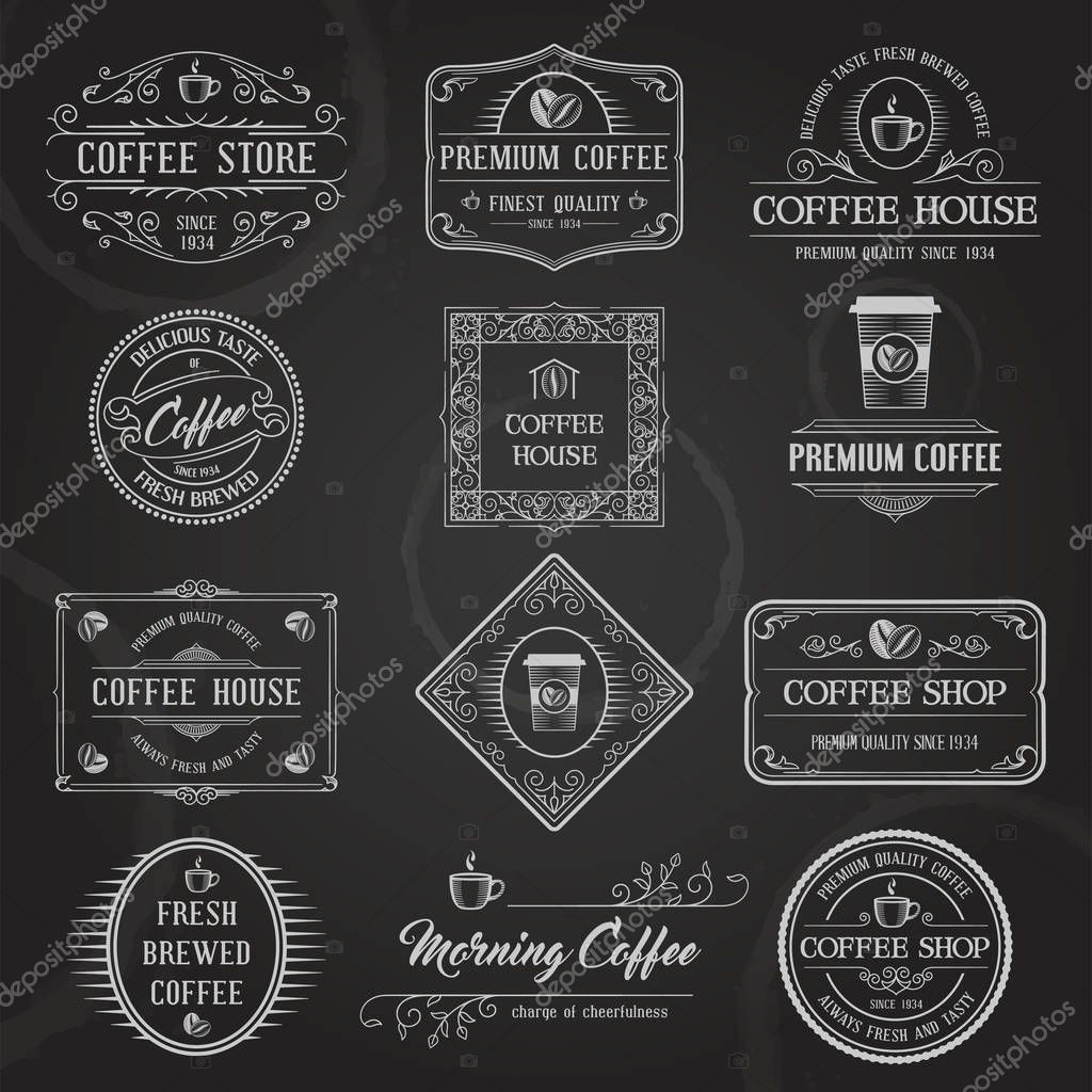 Retro Coffee Labels Black — Stock Vector © Genestro #135993270