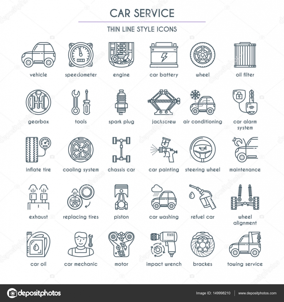 Car Service line Icon Set — Stock Vector © Genestro #149998210